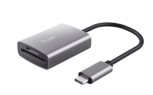 Trust Dalyx Fast USB Cardreader, Fast USB 3.2 Gen 1 with USB-C Connector, 104 MB/s with Compatible UHS-I Cards, (Micro) SD, SDHC and SDXC up to 2 TB, MacBook, PC, Laptop, Chromebook