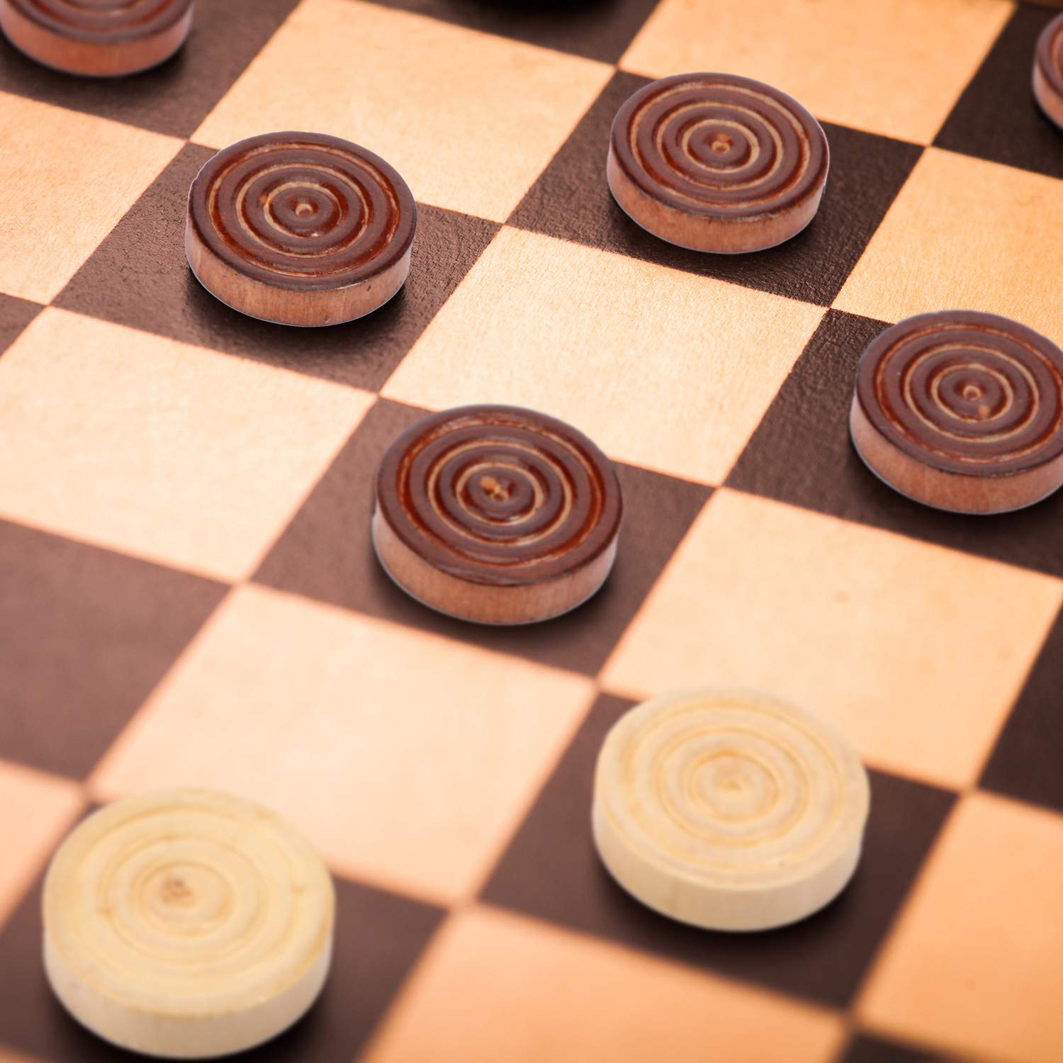 24 Pieces Wooden Checkers 1.06 Inch Wood Checkers Pieces Stackable with Drawstring Storage Bag for Board Game Backgammon, Dark Brown and Natural Wood Color