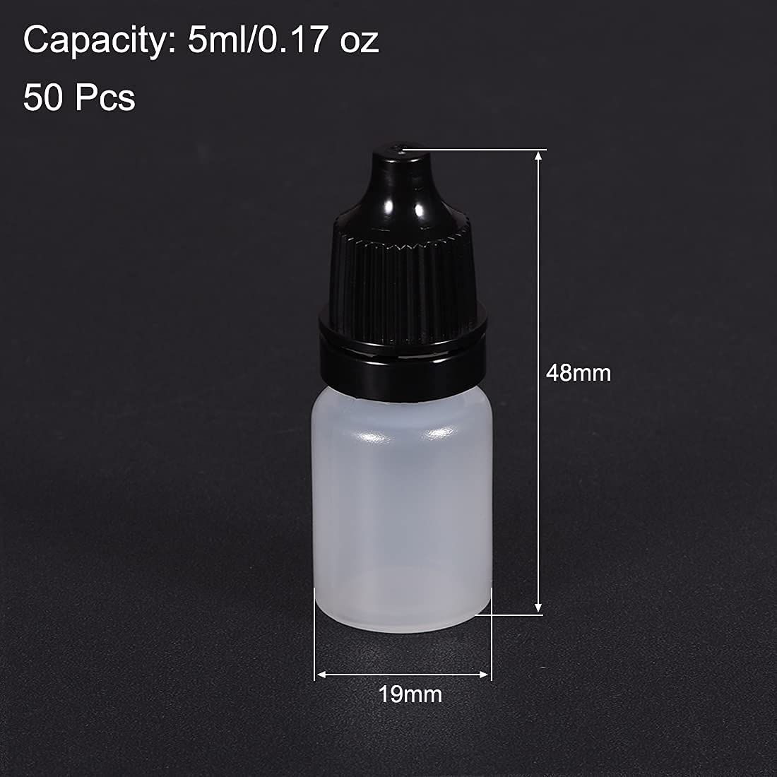 Ofowin [12 Pcs] Plastic Dropper Bottle, 5ml / 0.17oz Small Mouth Dropping Bottles with Black Cap Empty Squeezable Liquid Drop Bottles for Solvents, Oils, Glue, Paint, Essence, E-liquid, E-juice, Saline