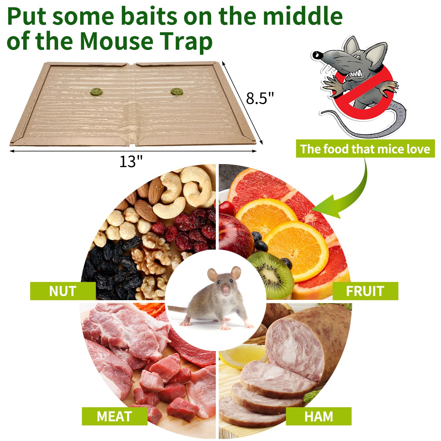 14 Pack Mouse Traps Indoor for Home,Rat Traps with Enhanced Stickiness, Mouse Sticky Traps Glue Board for House Indoor Outdoor, Glue Traps for Mice and Rats Easy to Set (13" x 8.5")