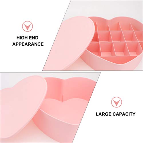 AlTurn 3Pcs Underwear Organizer Box with Lids Heart Shaped Closet Dresser Drawer Dividers Containers Stackable for Lingerie Socks Bras Scarves (Color : Pink)