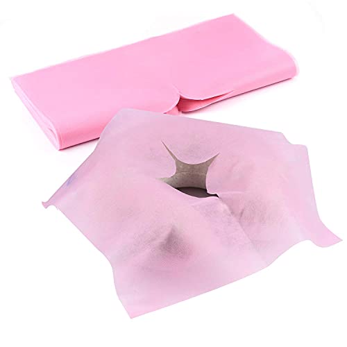 OKEKON Disposable Face Cradle Covers ā Ultra Soft Non-Sticking Massage Face Covers/Headrest Covers for Massage Tables & Massage Chairs Spa Salon Massage Headrest Cover Pink, 100 PCS