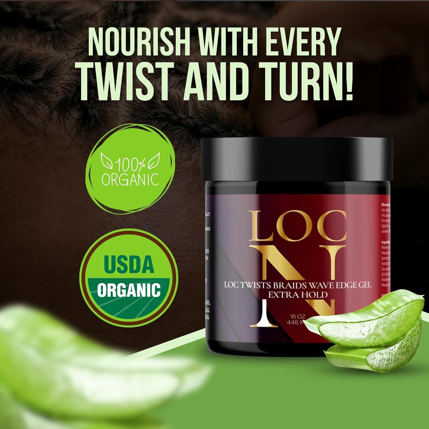 LOC N GEL LOC Twists Braids Wave Edge Gel 16 OZ. -Extra Hold-