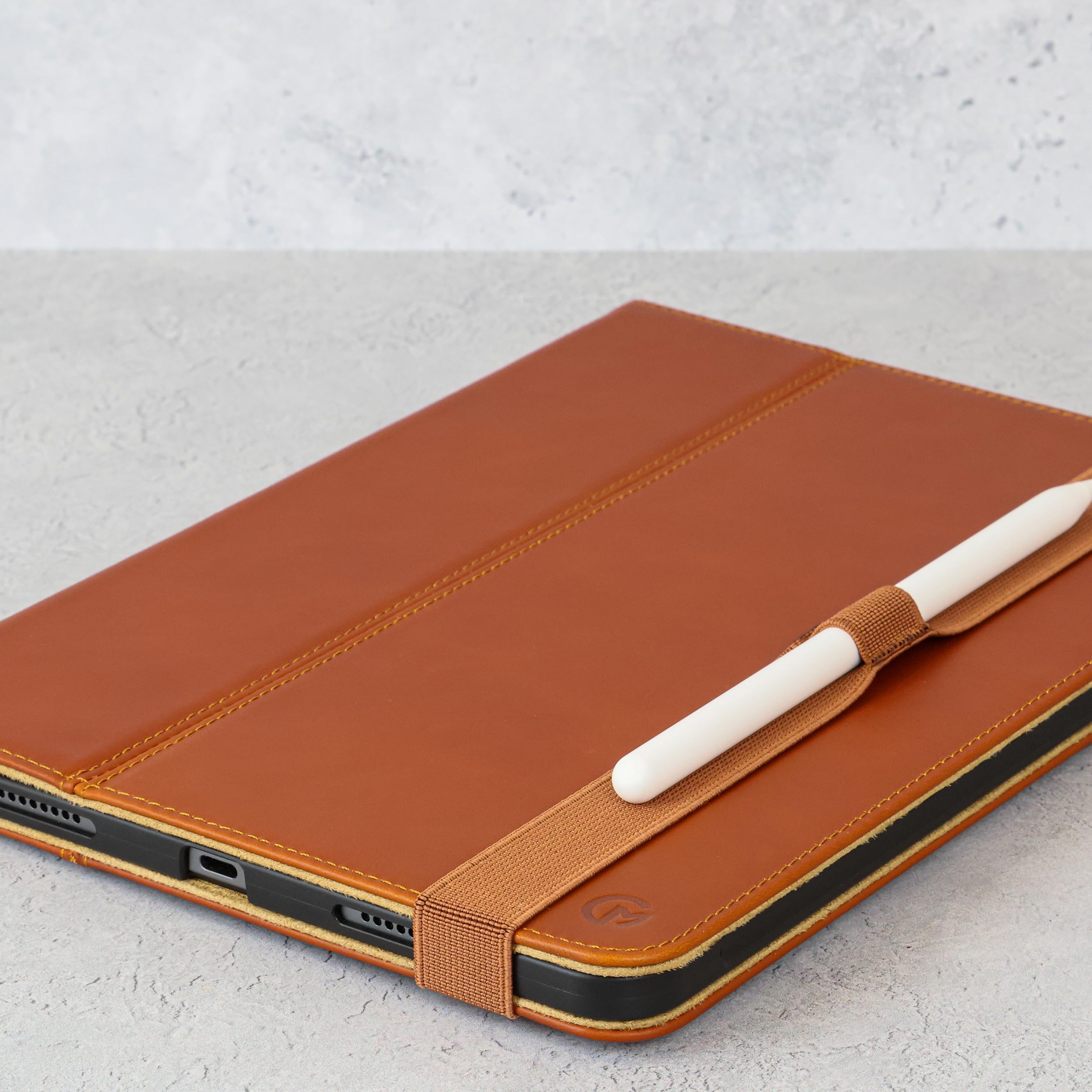 Casemade Real Leather Case Compatible with iPad 10.2” 7th/8th/9th Gen (2019/2020/2021) - Full-Grain Leather Cover, Auto Sleep/Wake, Dual Stand Position (Tan)
