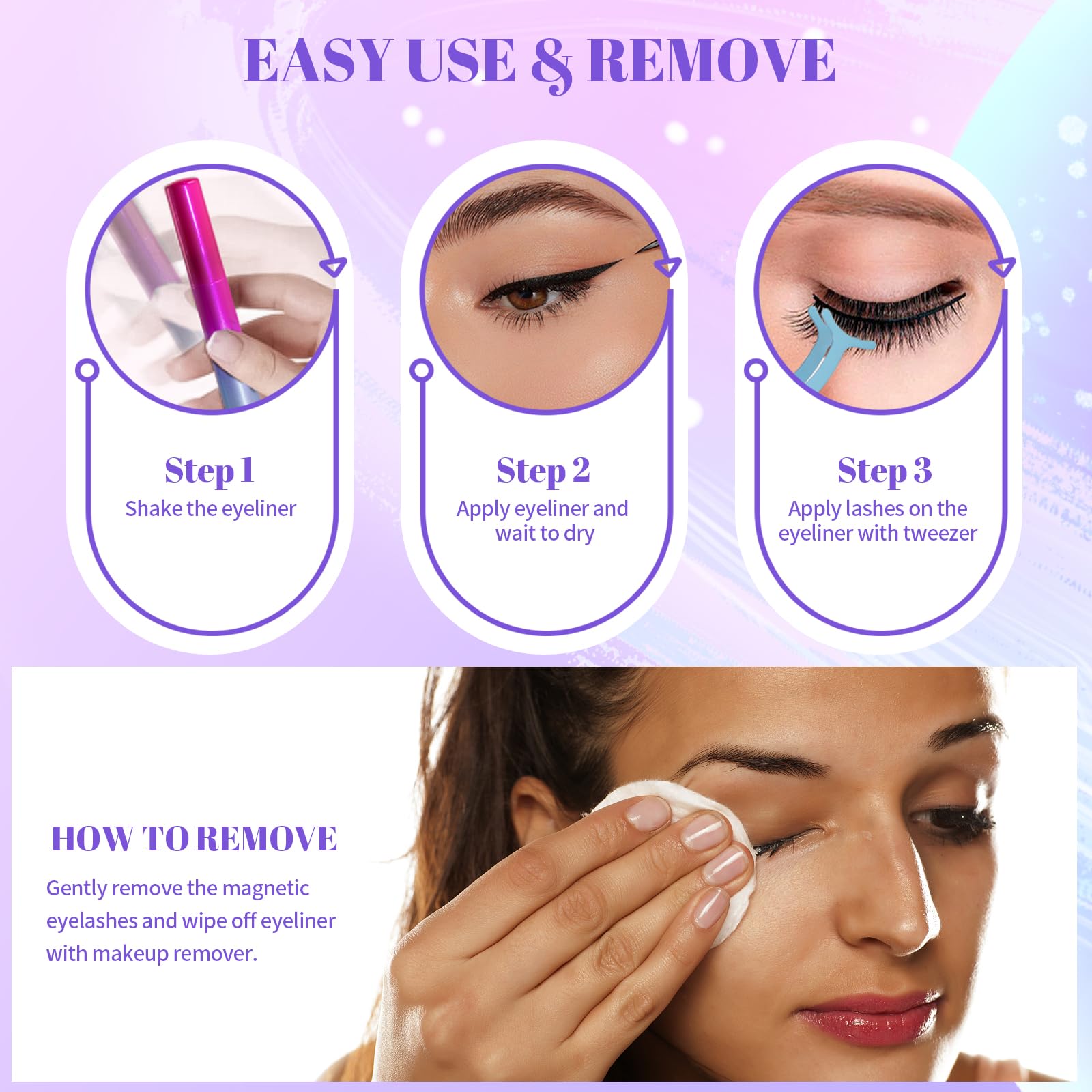 14 Pairs Magnetic Eyelashes and Eyeliner Kit, Long-lasting False Eyelashes with Magnetic Eyeliner & Tweezers, Reusable Magnetic lashes Natural Look, No Glue Needed