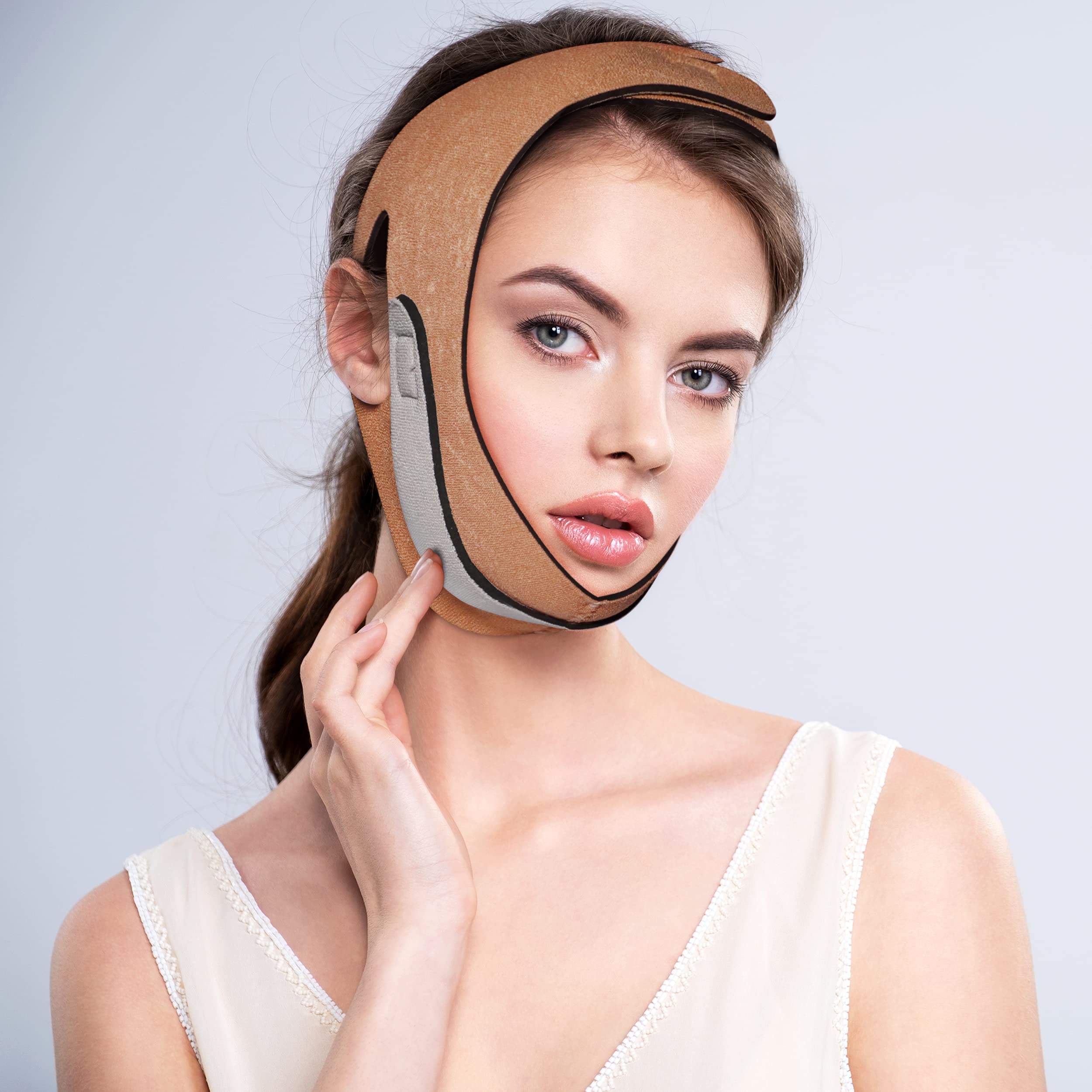 Face Slimming Strap Reusable Double Chin Reducer Adjustable Antiaging Face Lift Extra Grip Anti-wrinkle Face Slimmer V Line Face Lifting Mask Chin Strap - Orange