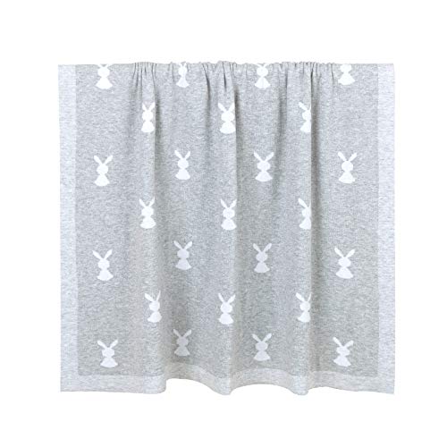 LAWKUL Baby Wrap Blanket Soft 100% Cotton Baby Blanket Knit Crib Receiving Blanket with Bunny Pattern Swaddle Cute Blanket for Babies Boy and Girl in Easter Size 40 * 30 Inches
