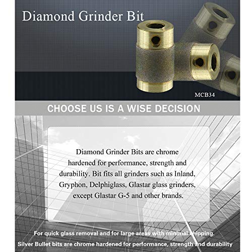 3/4" Standard Fine Diamond Grinder Bits Diamond Grinding Wheel Stained Ceramic Glass Abrasive Tool for Inland Gryphon Delphiglass Glastar Glass Grinder (MCB34)…