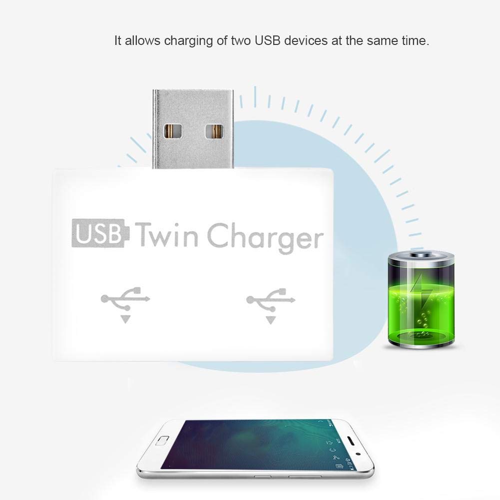 Bewinner USB2.0 Hub, Aluminum Alloy + PC Small/Portable/Rugged//Transparent Connection Adapter Converter Separator with Two USB Ports-Connected