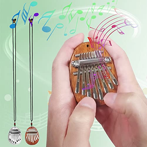 2 Set Thumb Piano 8 Keys, AIFUDA Mini Thumb Piano Portable Finger Piano Musical Instruments Gift for Adults with Lanyard