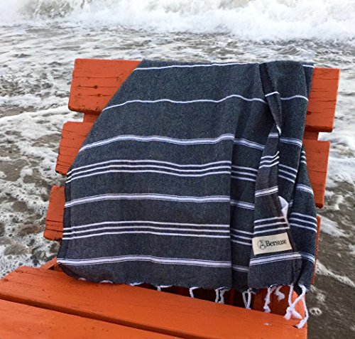 Bersuse 100% Cotton Anatolia Turkish Hand Towel - 23x43 Inches, Black