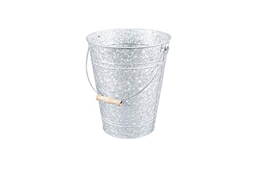 WH Walford Home Galvanized Trash Can Bucket, Decorative Garbage Waste Basket for Bathroom, Bedroom Decor, Vintage Farmhouse Metal Utility Pail, 12” x 10”