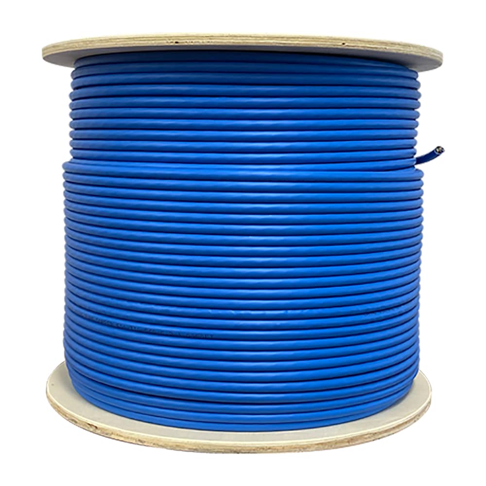 Cat6 Plenum Shielded (CMP) Overall Foil Shield (F/UTP), 1000ft, 23AWG | 100% Solid Bare Copper | 550MHz | Bulk Ethernet Cable, Available in Blue, White & Black Color (Blue)