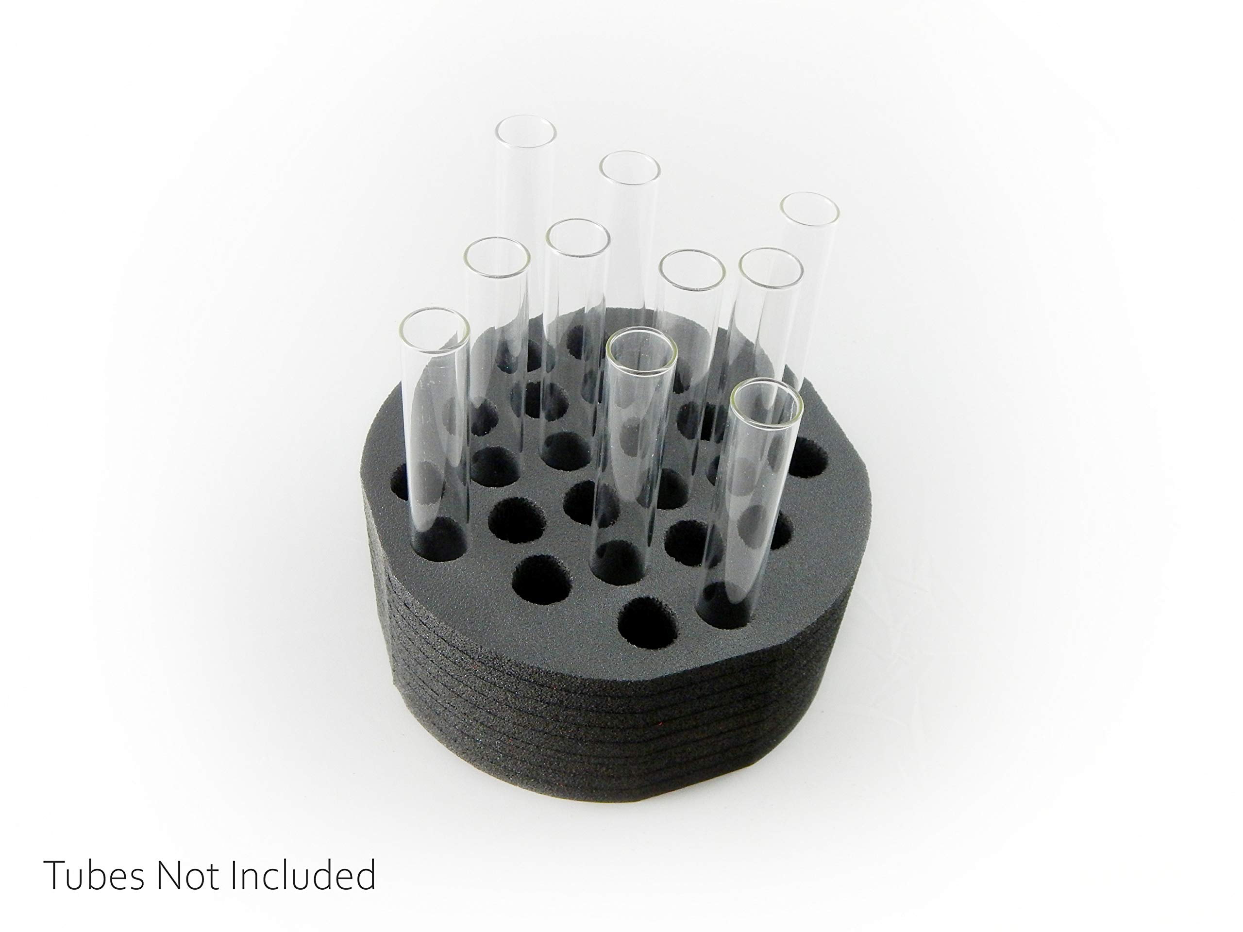 Polar Whale 2 Test Tube Racks Black Foam Round Shaped Holder Storage Organizer Stand Transport Holds 24 Tubes Fits up to 20mm Diameter