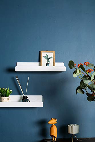 IEEK 15 Inch White Acrylic Floating Wall Ledge Shelf,Wall Mounted Nursery Kids Bookshelf,5MM Thick Home/Office/Bathroom Storage Shelves Display Organizer,Set of 4