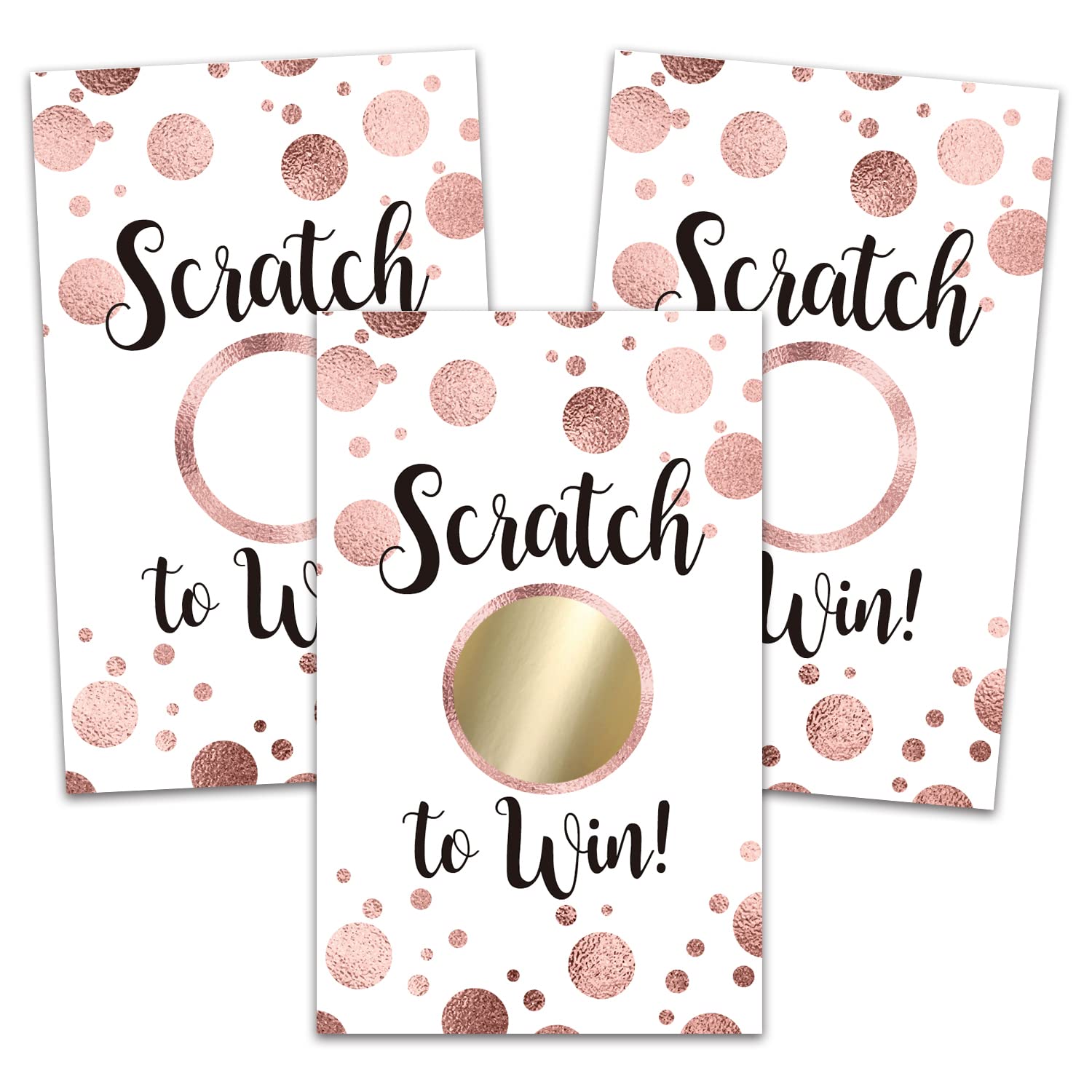 50 Blank Gift Certificate Scratch Off Cards, Clients or as Luxury Holiday Vouchers, DIY Coupon Cards for Birthday, Bridal Shower Activity, Raffle Ticket Drawing, Reveal to Win Event(Rose Gold )