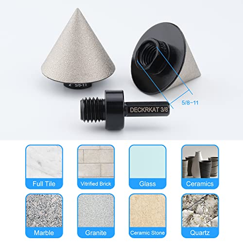 2β Diamond Beveling Chamfer Bit, 50mm Diamond Countersink Drill Bits Enlarging Trimming Holes in Porcelain Ceramic Granite Tiles with 5/8-11 Thread to 3/8β Hex Shank Adapter