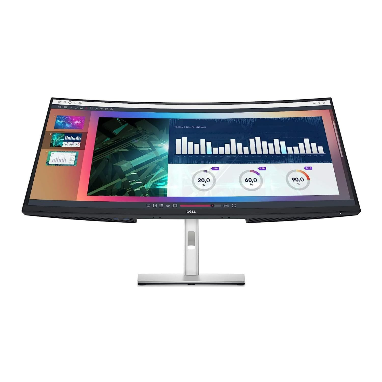 Dell P3421W 34-Inch Ultrawide WQHD 3440 x 1440 Resolution 21:9 Aspect Ratio Height-Adjustable Curved USB-C Monitor (Renewed)
