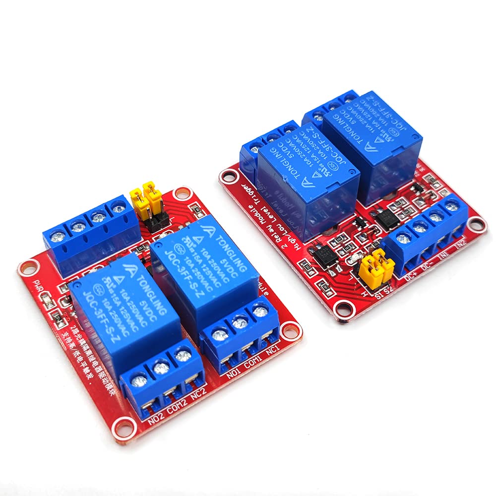 2 PCS 5V Relay Module with Optocoupler High or Low Level Trigger Expansion Board for Raspberry Pi Arduino STM32, 2 Channel