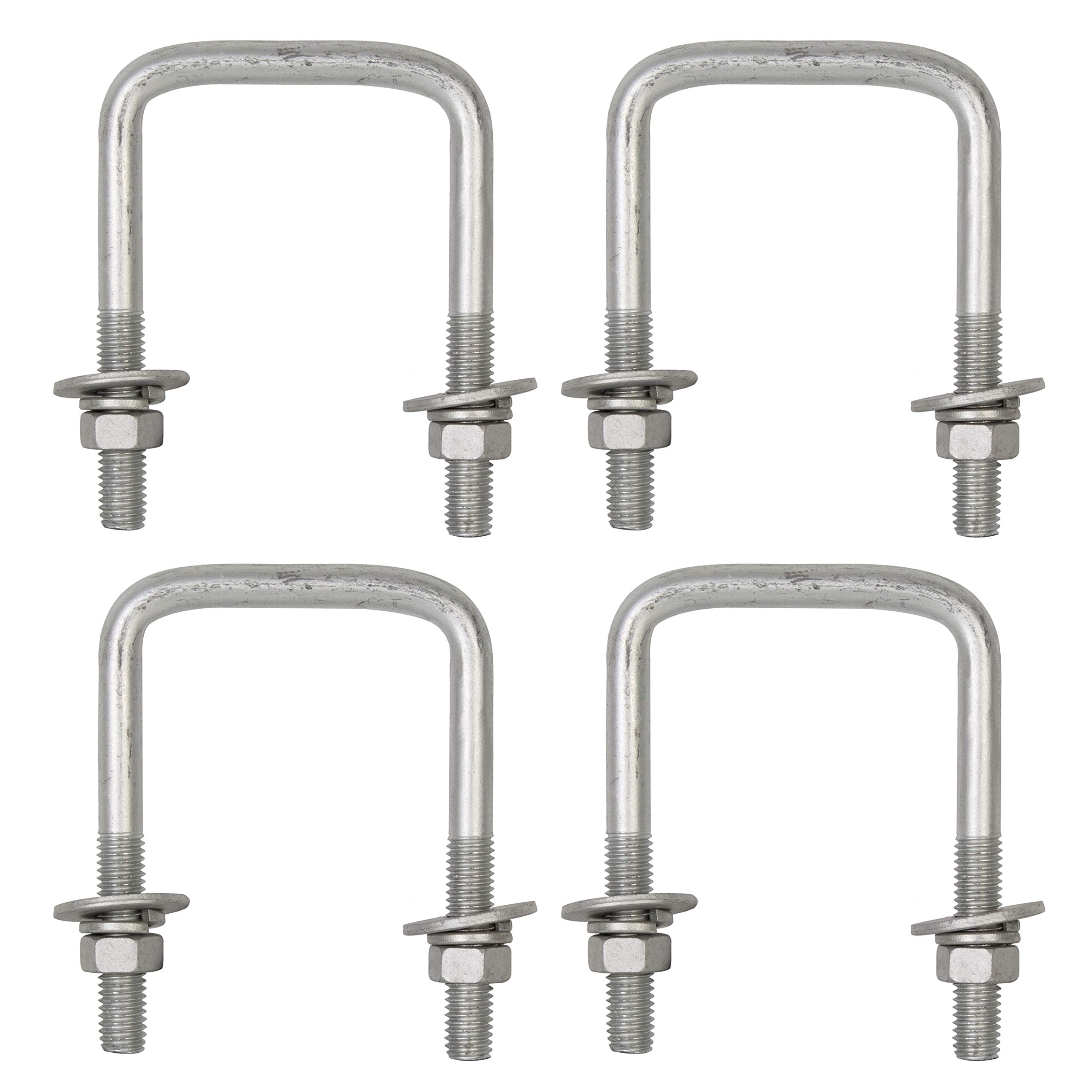 KUAFU Universal U-Bolts for Boat Trailer Square Steel 1/2" Dia X 3 1/16" X 4 5/16" 4Pcs