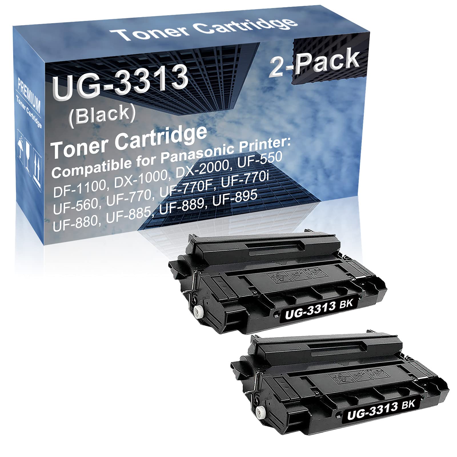 2-Pack Compatible High Capacity UG3313 UG-3313 Imaging Toner Cartridge use for Panasonic DF-1100, DX-1000, DX-2000, UF-550 Printer (Black)