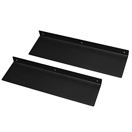Ihomepark 20 Inch Metal Floating Shelves for Wall, Industrial Modern Steel Black Shelf for Living Room, Bathroom, Kitchen and Office
