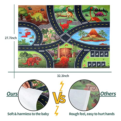 Deejoy Toy Truck, Dinosaur Transport Car with Dinosaur Toys, Dinosaur Pull Back car, Play mat, Dinosaur Identification Cards, Dinosaur Playset Birthday Gift for Kids Boys Grils 3 4 5 6 7