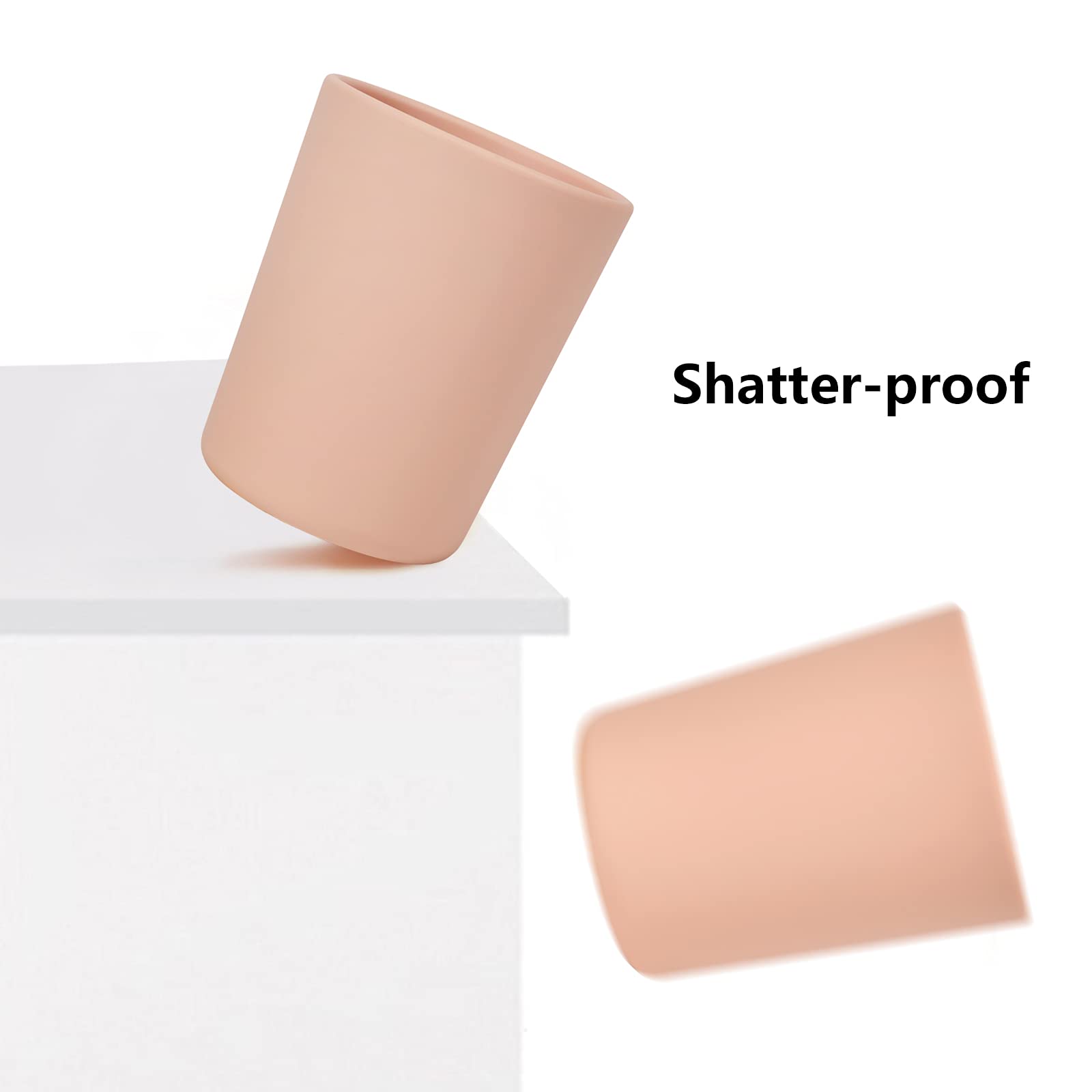 Silicone Baby Cup 2Pack, Silicone Cup for Toddlers, Baby Open Cup BPA/Phthalate Free, Shatter Proof. (Gray)