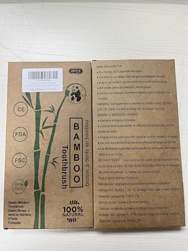 Daletu Bamboo Toothbrush, Biodegradable Toothbrushes Extra Soft Bristles, 20000 Soft Natural Bristle Toothbrush, Eco Friendly Toothbrushes for Sensitive Teeth Gum Recession - 4 Pack