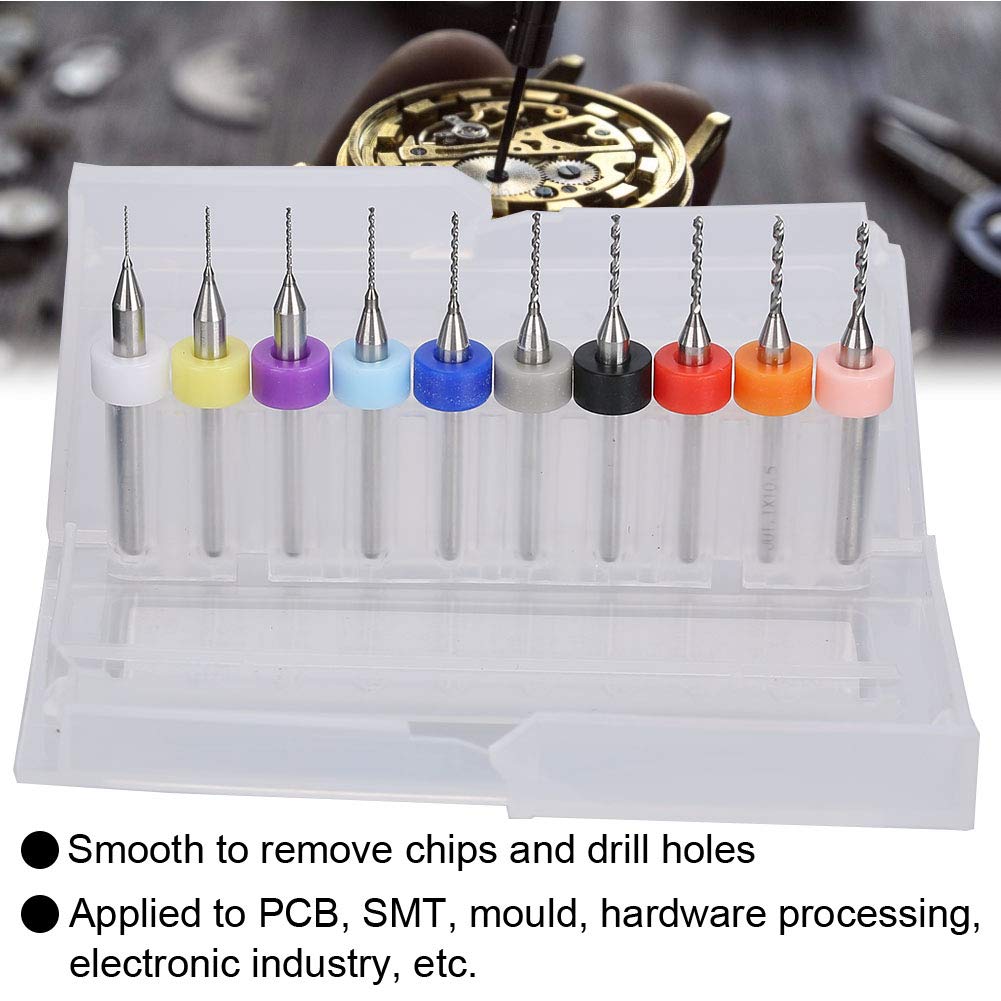 KIKYO Drill Bits, 10pcs 0.3-1.2mm Tungsten Steel Durable Drill Bit for PCB Circuit Board