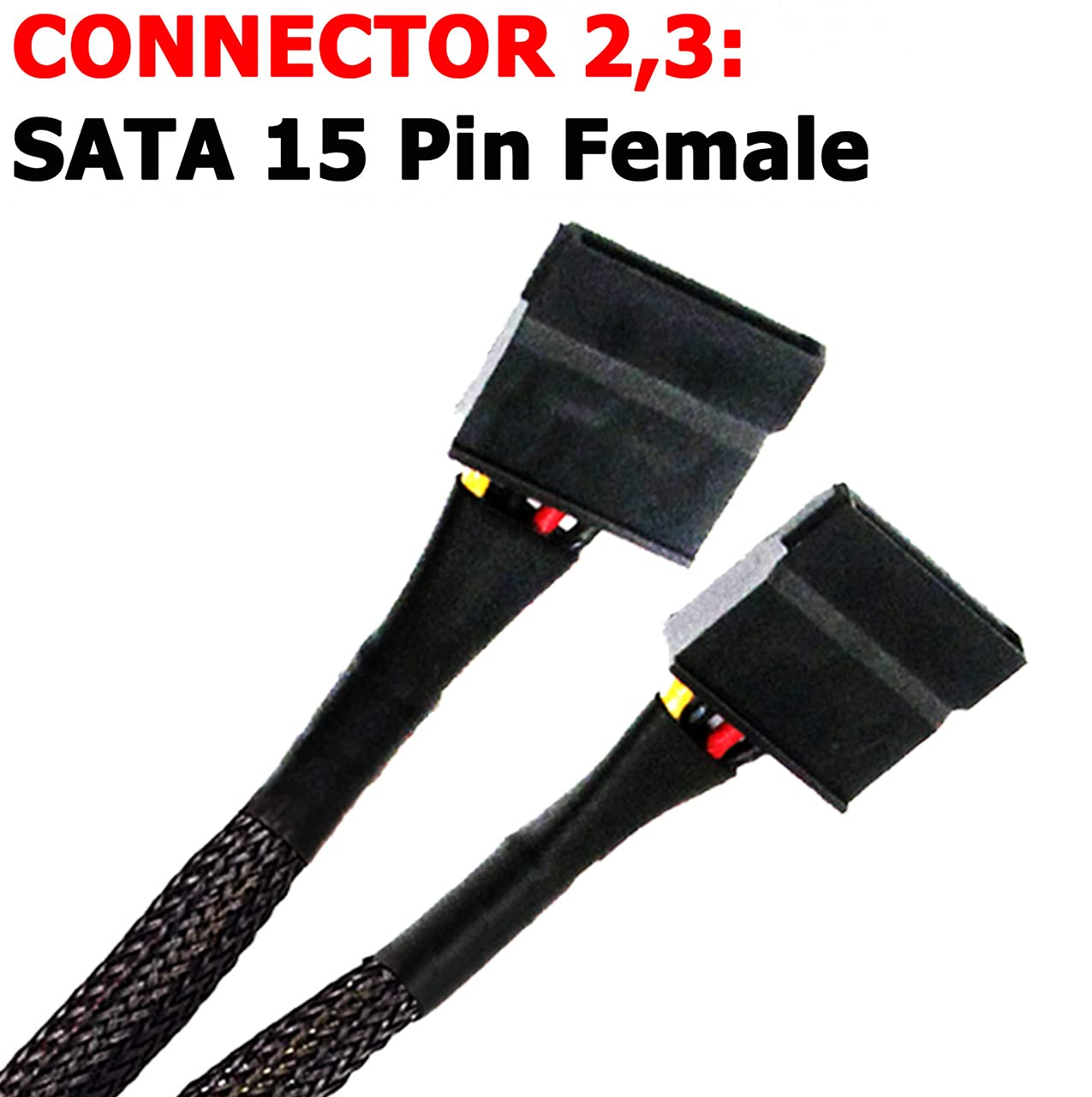 TeamProfitcom 4 Pin Male IDE Molex to Dual 15 Pin Female SATA Power Splitter Converter Adapter Cable Hard Drive HDD SSD Extension Cable Sleeved Braided 8 Inches (2 Pack)
