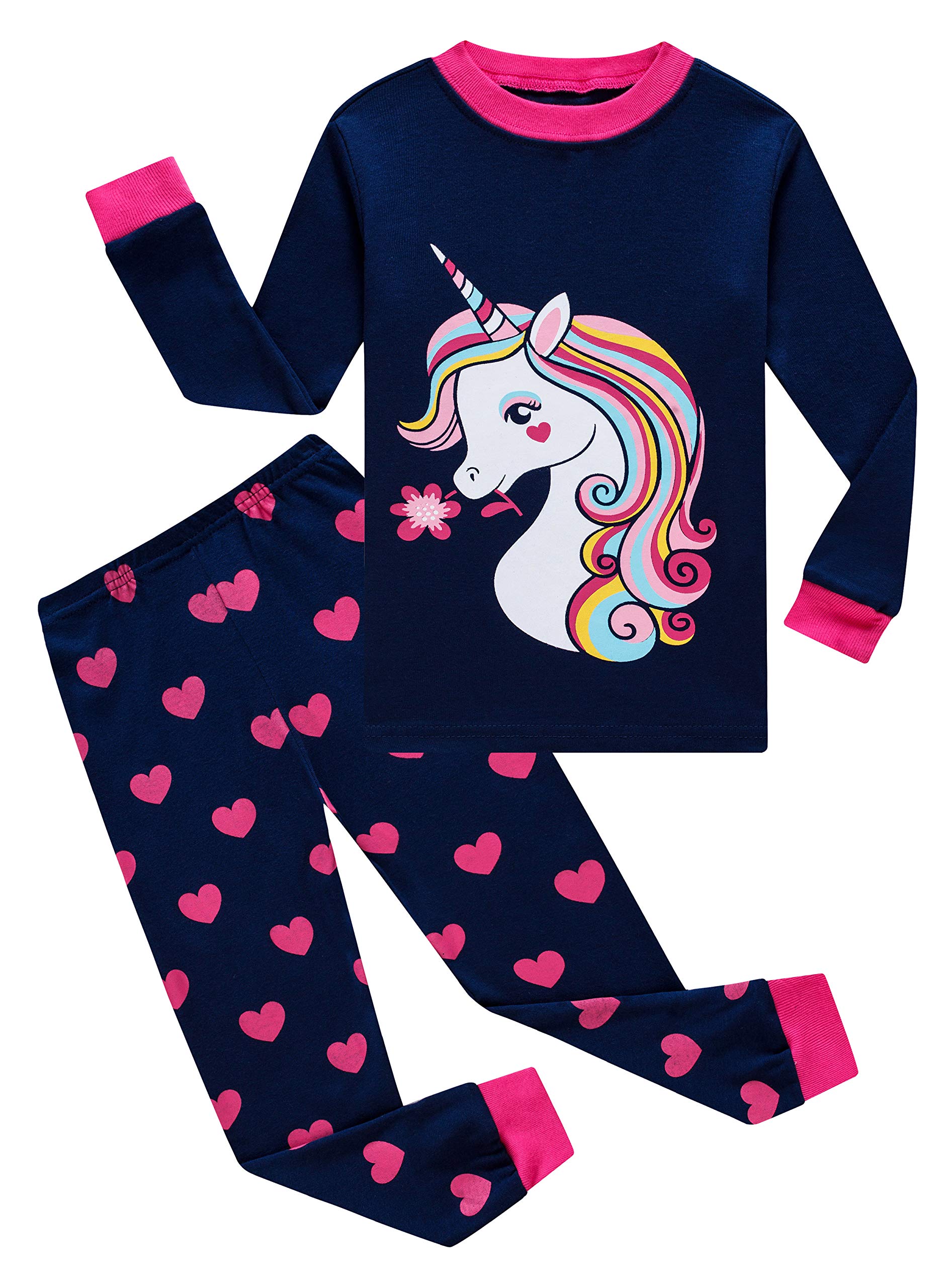 Unicorn Little Girls Pajamas for Kids 100% Cotton Pjs Size 5
