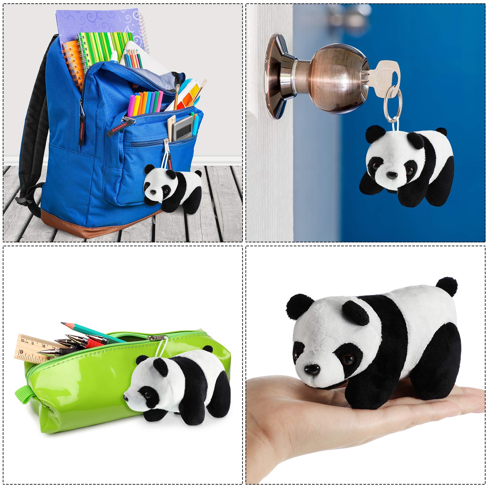 6 Pieces Mini Panda Plush Toy 4 Inch Stuffed Panda Soft Tiny Panda Doll Panda Plush Hanging Pendant Ornament for DIY Keychain Birthday Xmas Decorations Party Favor Chinese Souvenir (Walking Style)