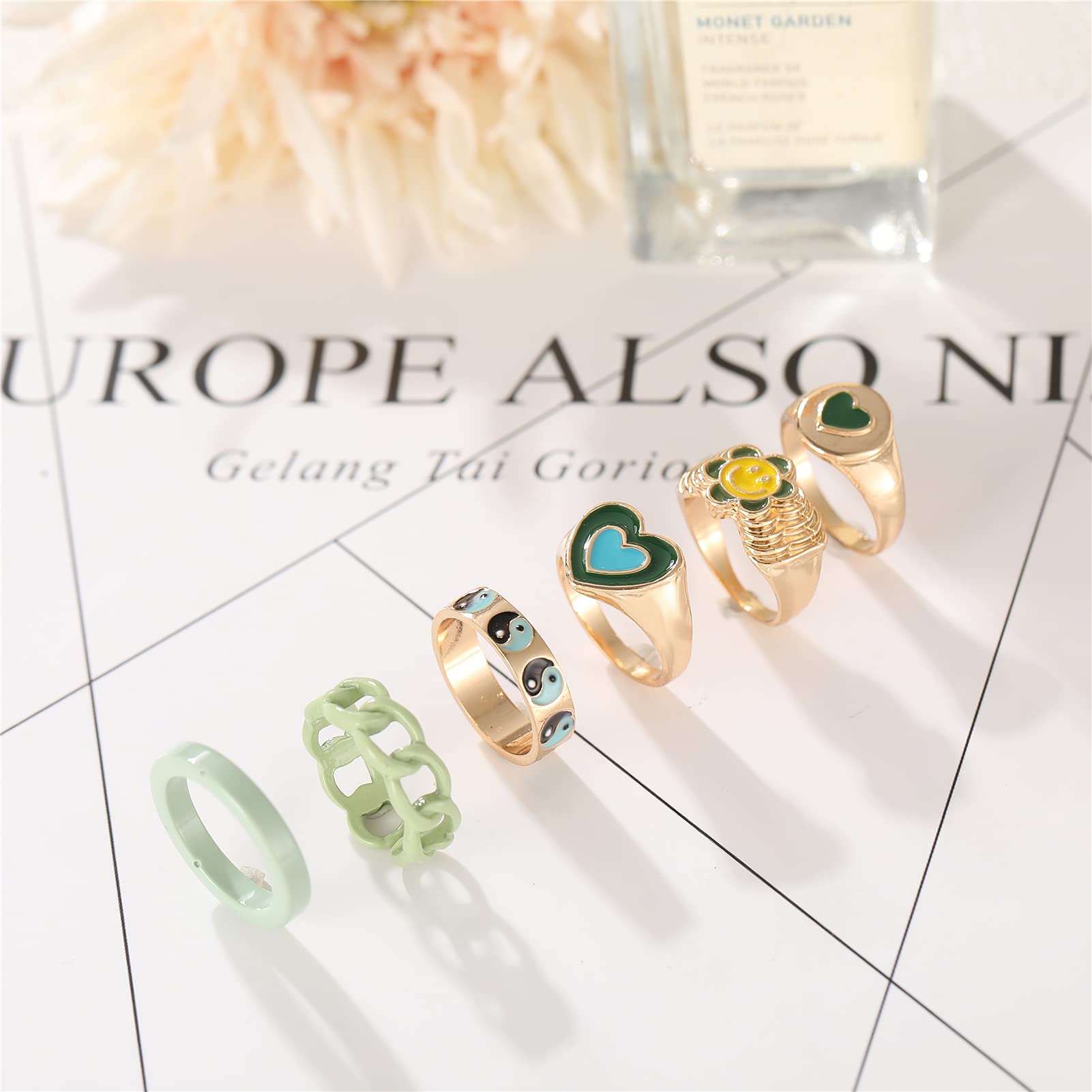 17 MILE Chunky Rings Colorful, Trendy Resin Acrylic Open Stackable Finger Knuckle Y2K Rings for Women (Color 5)