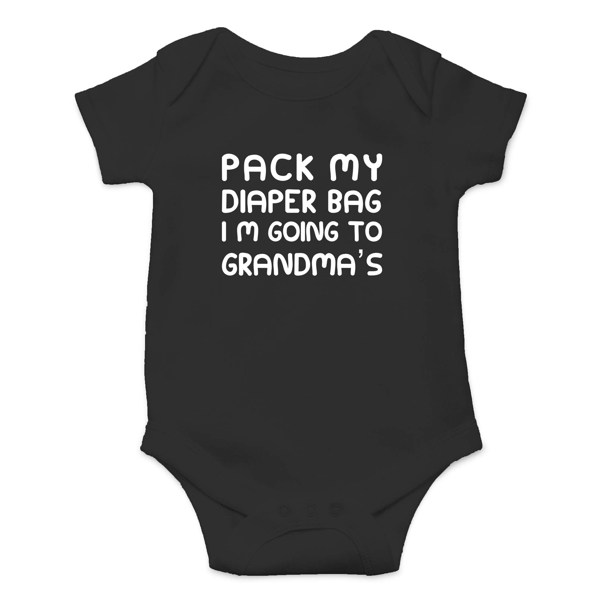 CBTwear Pack My Diaper Bag, I'm Going To Grandma's House Baby Bodysuit - Cute Newborn Unisex Clothing (12 Months, Black)
