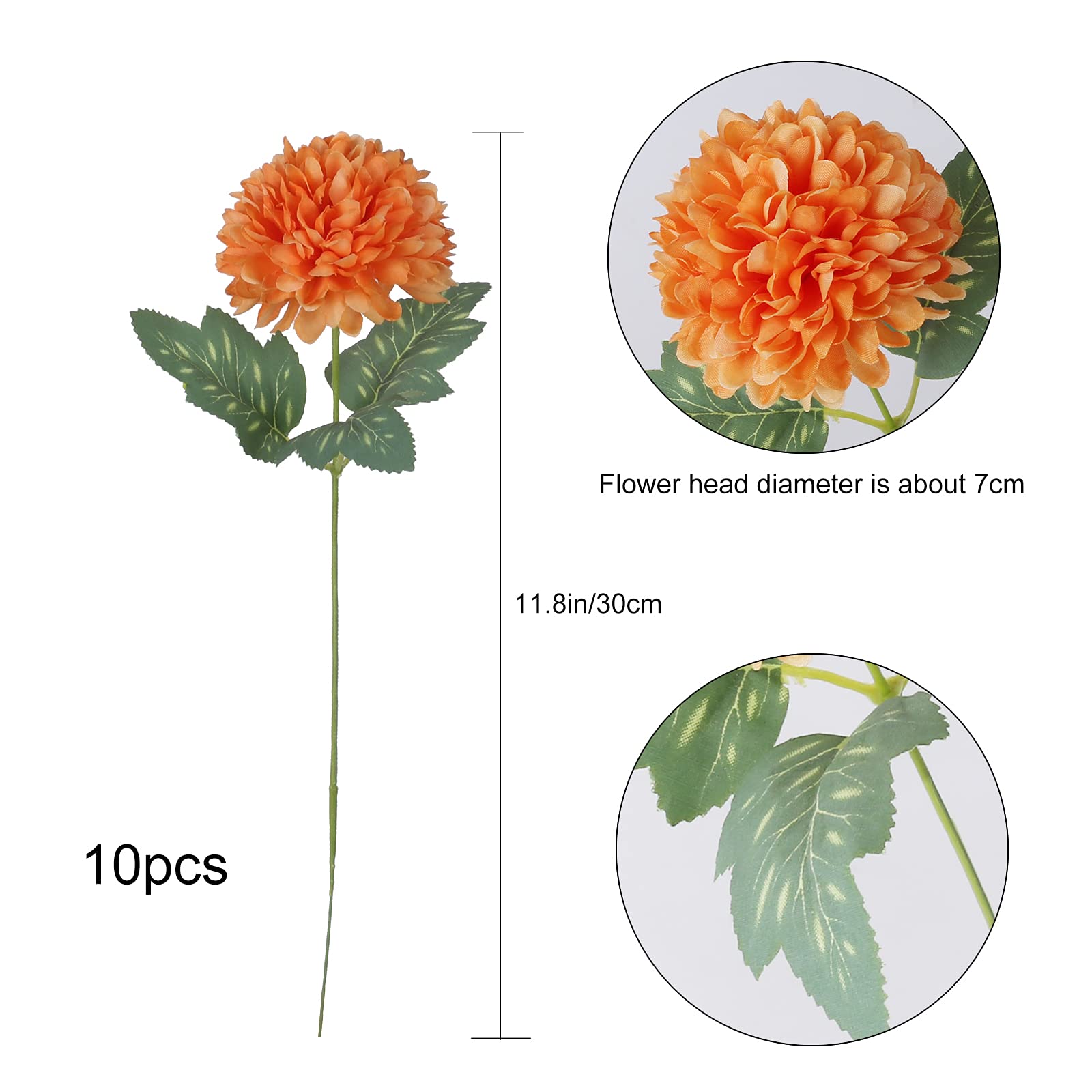 AILANDA Artificial Flowers Chrysanthemum Ball 8PCS Milk White Silk Artificial Hydrangea Bridesmaid Bouquets for Wedding Greenery Centerpieces Home Garden Party Decoration