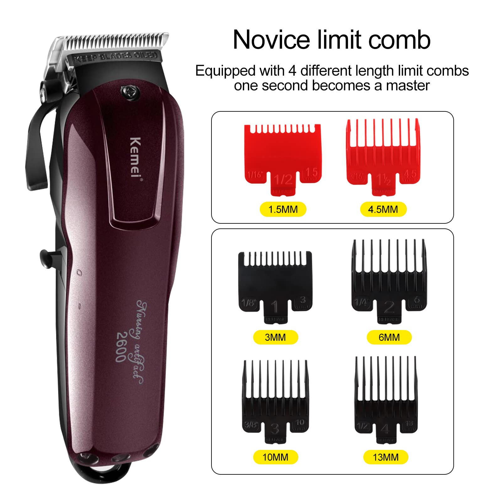 Professional Hair Clippers for Men Rechargeable Barber Set Cordless Professional Hair Clippers For Barbers Trimmer For Family use km-2600