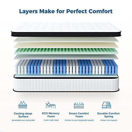 Inofia Full Size Mattress 10 Inch, Hybrid Full Mattress in a Box, Breathable Comfortable Mattress, Supportive & Pressure Relief, Full,101-Night Trial, 10 Year Support