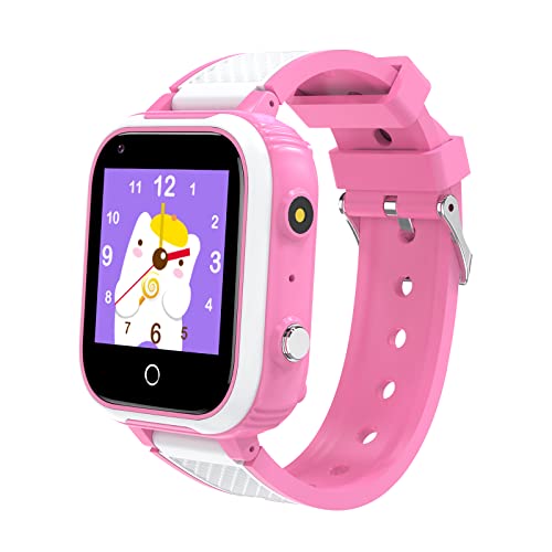 4G Smart Watch for Kids, Smart Watch with GPS Tracker Two Way Calling, Text Voice & Video Chat, SOS, WiFi, Waterproof Touch Screen Wrist Watch Suitable for 4-12 Boys Girls Birthday Gifts. (Pink)