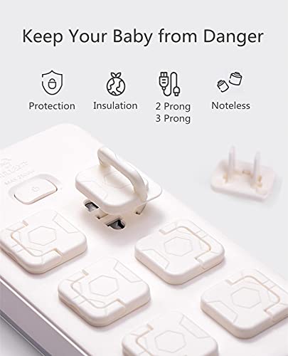 Outlet Covers (40 Pack), with Hidden Pull Handle, Baby Proofing Plug Covers, 3-Prong Child Safety Socket Covers, Electrical Outlet Protectors, Kid Proof Outlet Cap (3 Prongs, 40 Pcs)