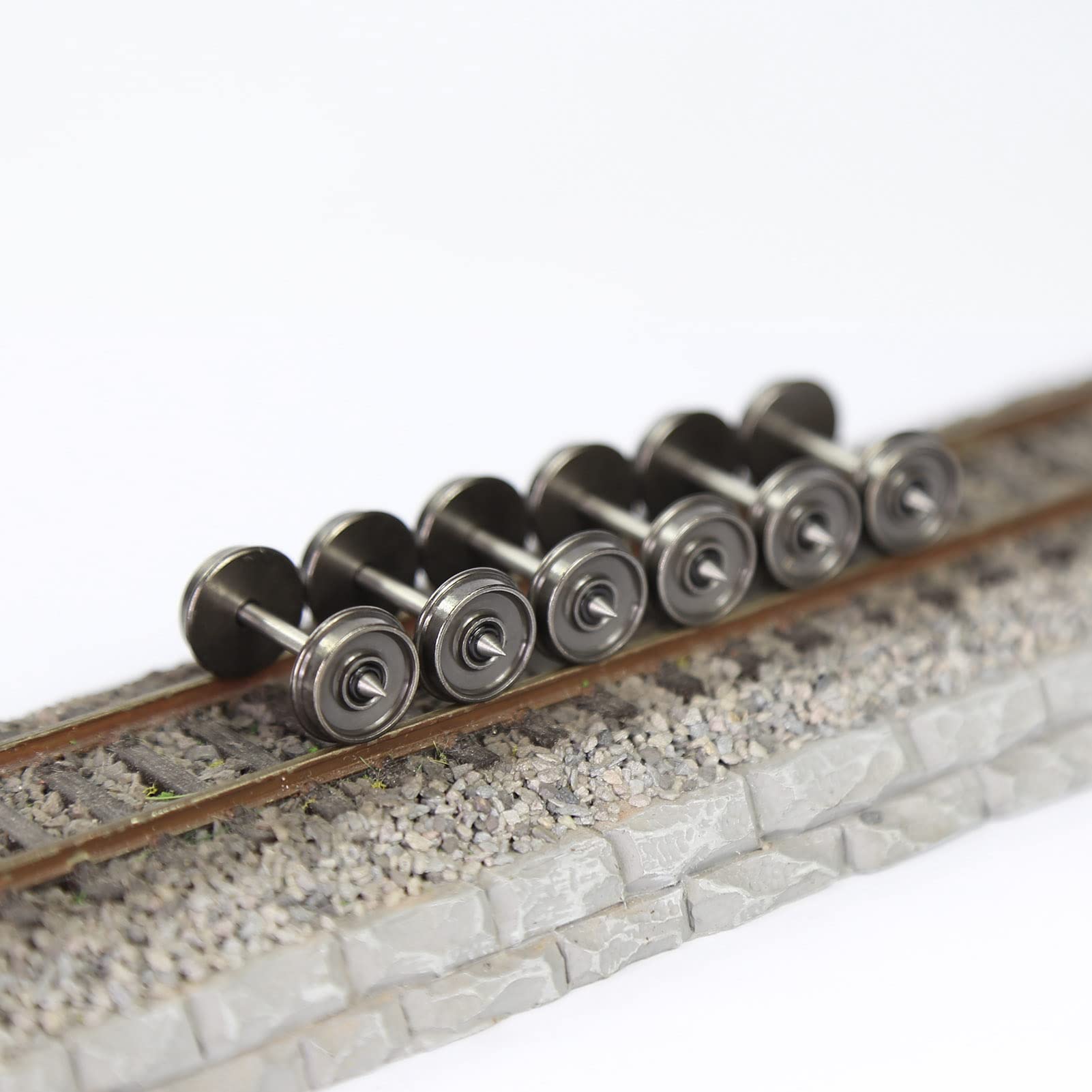 24pcs HO Scale 36" Metal Wheelsets 1:87 Metal DC Wheels Metal Axles C8721