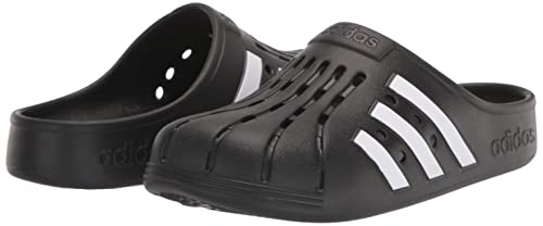adidas Unisex Adilette Clogs Slide Sandal, Core Black/White/Core Black, 9 US Women/8 US Men