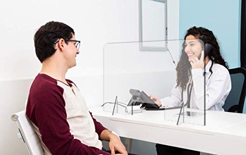 INTELLIMADE - Plexiglass Shield, Sneeze Guard Panel for Desk, Counter and Table, Portable, Clear Acrylic, Multi-Sizes (24" W x 16" H)