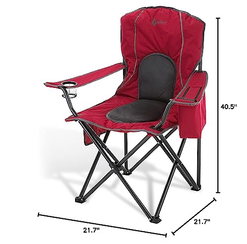 ARROWHEAD OUTDOOR Portable Folding Camping Quad Chair w/ 4-Can Cooler, Cup-Holder, Heavy-Duty Carrying Bag, Padded Armrests, Supports up to 330lbs, USA-Based Support