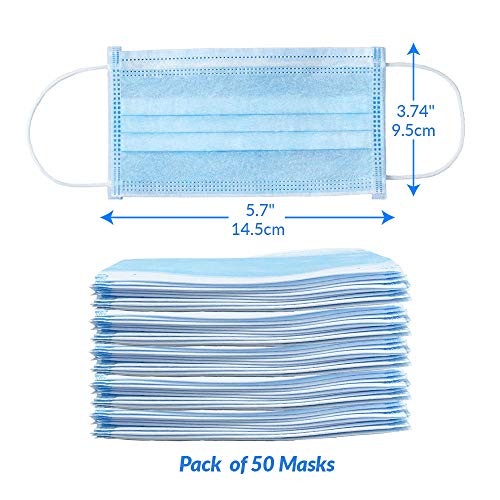 Reli. Kids Face Mask (50 Masks) Kids Disposable Face Mask for Children - 3 Layers - Small Size, Breathable - Ear Loop Face Mask for Kids/Children - 50 Pack Pc (Blue)