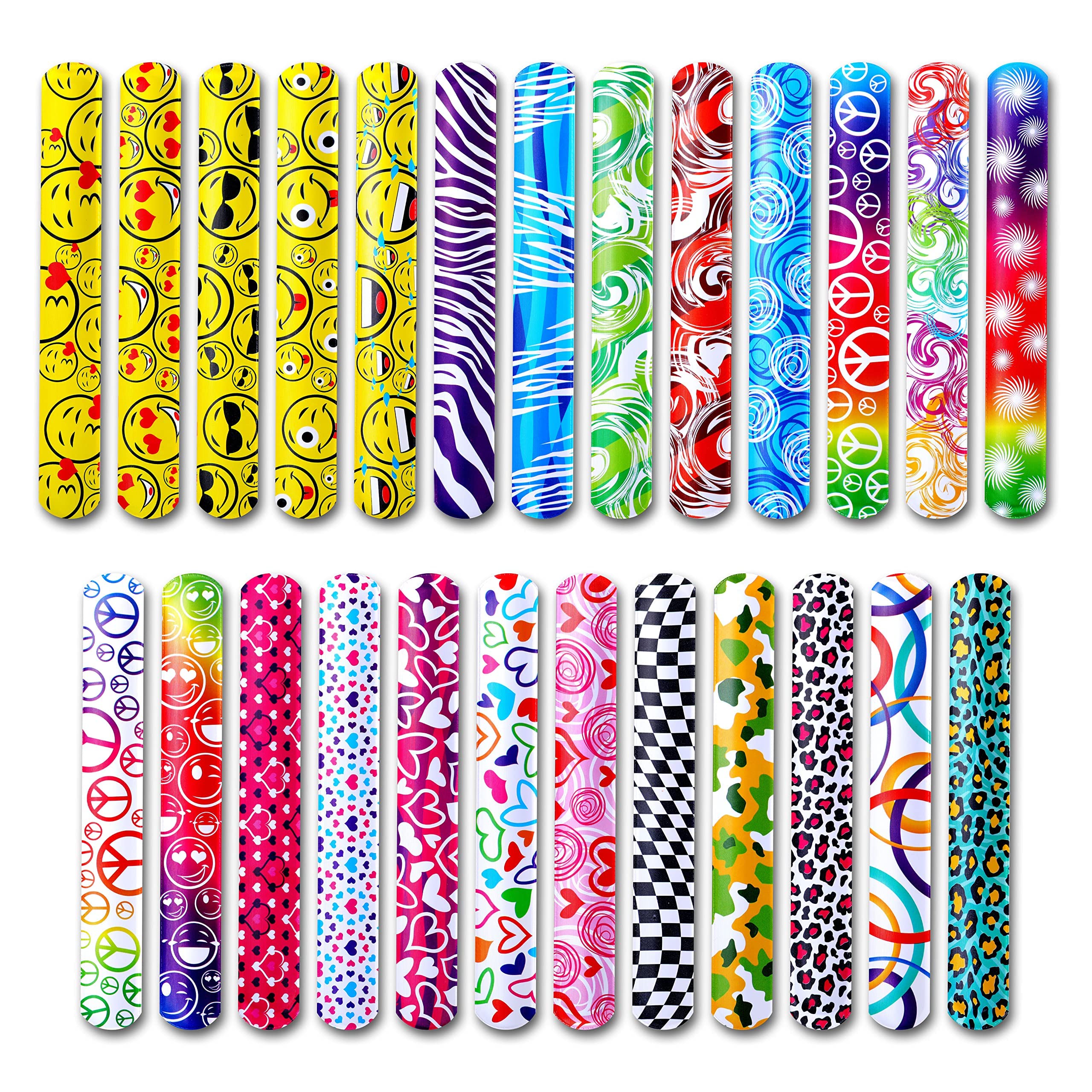 50-Piece Slap Bracelets Stocking Stuffers For Kids | Party Favors For Kids 4-8 | Slap Bracelets Bulk Party Favors | Goodie Bags Easter Basket Stuffers For Kids Fun Valentines Day Gift For Kids