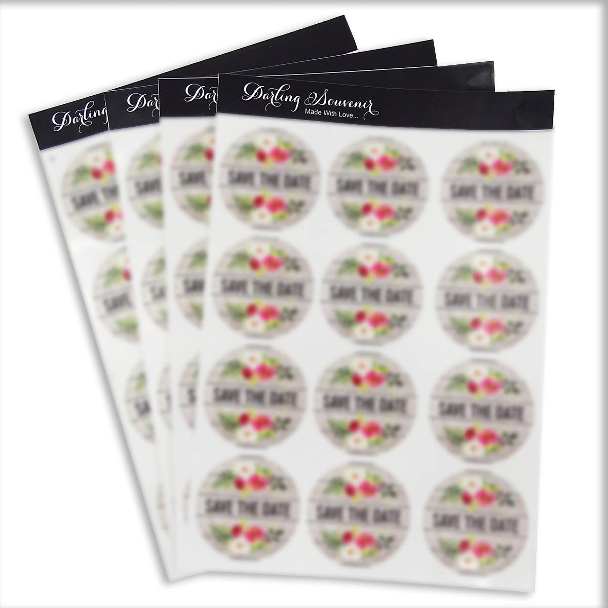 Darling Souvenir Round Cherry Blossom Thank You Stickers Personalized Bride Groom Names and Date Envelope Seals-45 Pcs