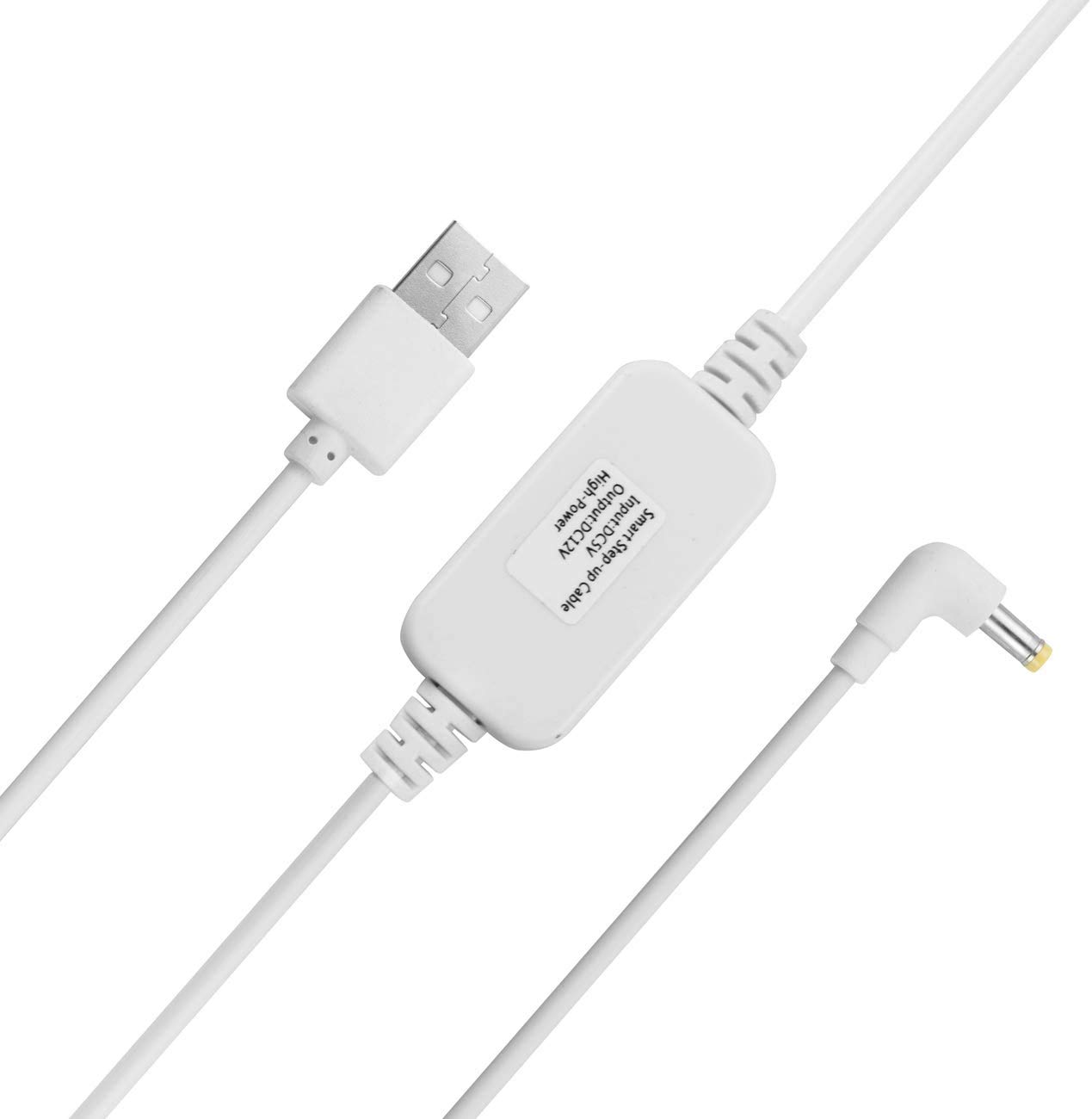 USB 5V to DC 12V Power Cable, Compatible with Amazon Echo Spot and Echo Dot 3rd Generation, USB Voltage Step Up Converter Cable, Power Supply Adapter Cable, DC 5V to DC 12V Cable (White)