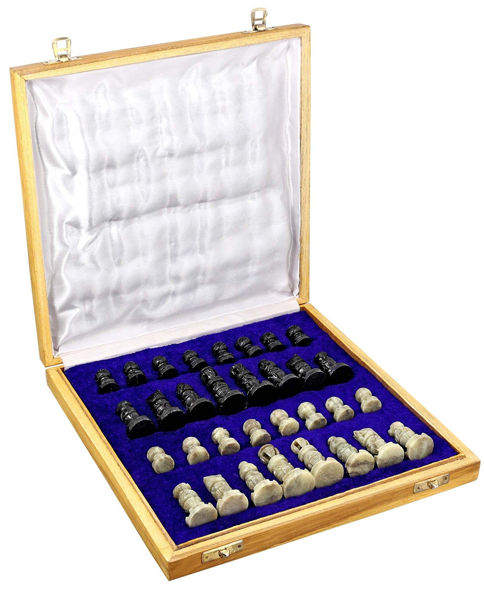 Ajuny Beautifully Crafted Unique Stone Art Chess Set Hand Carved Stone Pieces Board Size 10x10 Inches