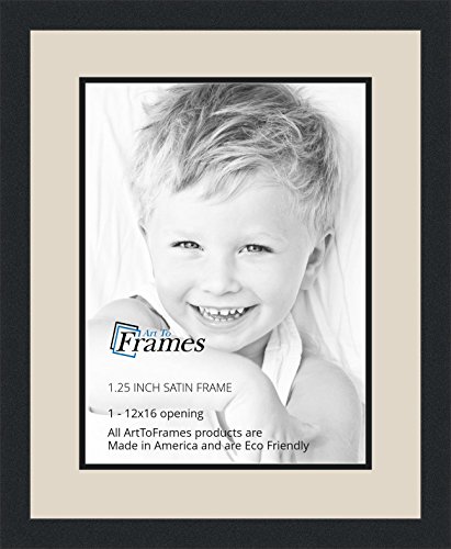 Art to Frames Double-Multimat-646-844/89-FRBW26079 Collage Photo Frame Double Mat with 1 - 12x16 Openings and Satin Black Frame